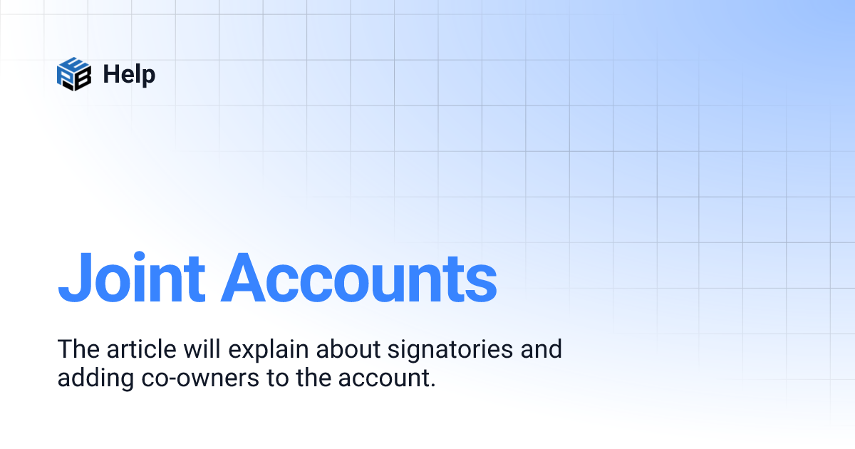 Joint Accounts | Help